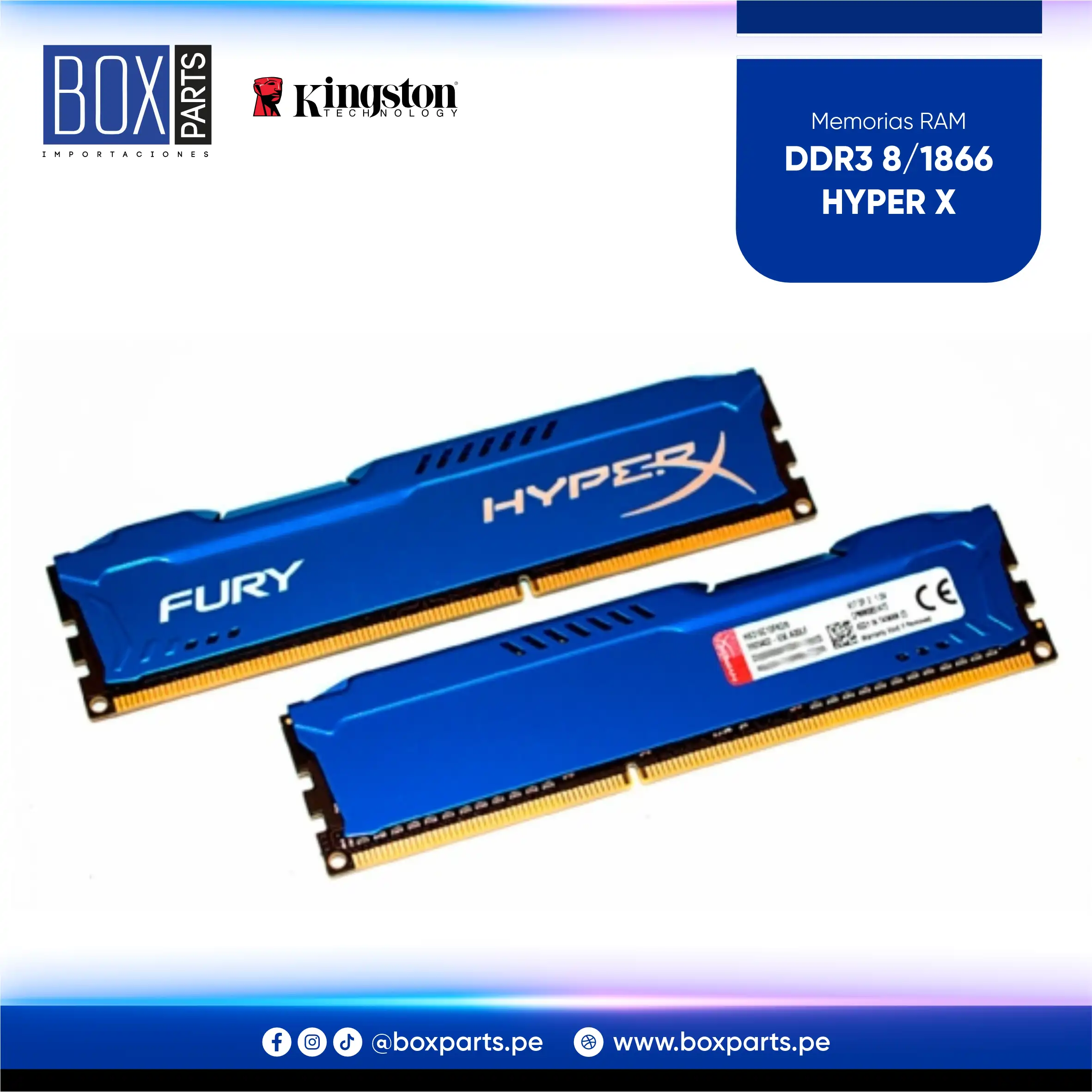 MEMORIA RAM KINGSTON - DDR3 8/1866 HYPER X